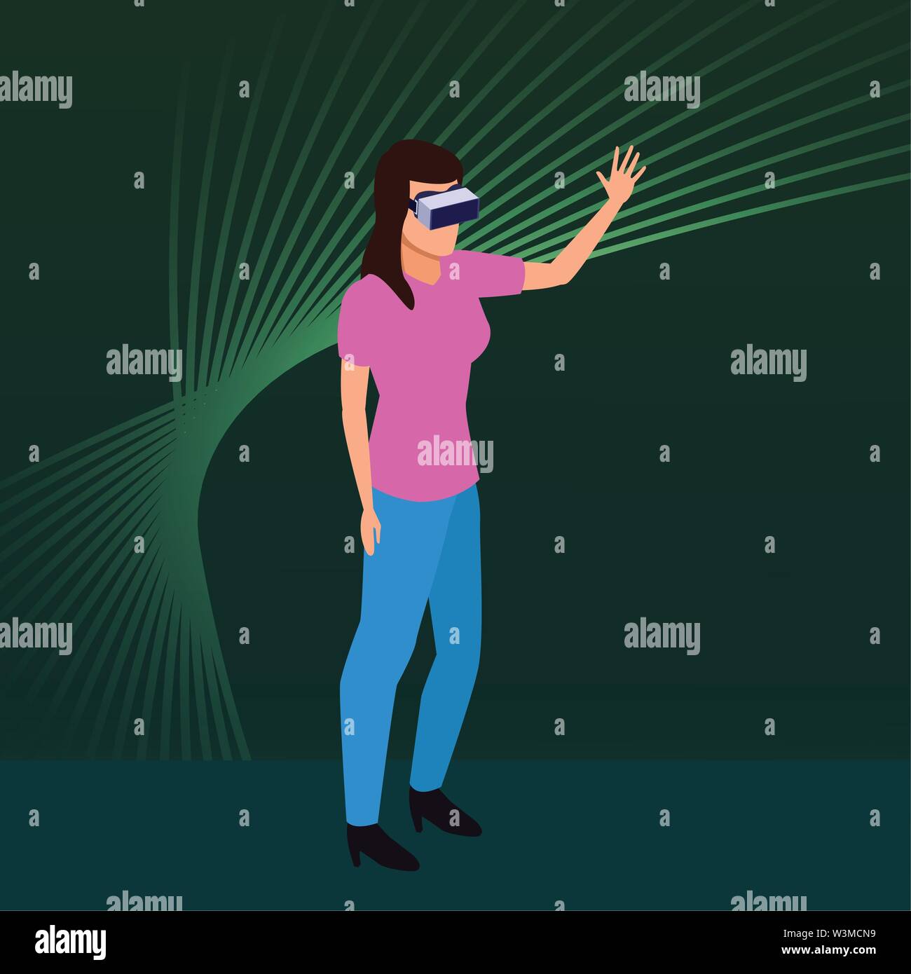 virtual reality technology experience cartoon Stock Vector Image & Art ...