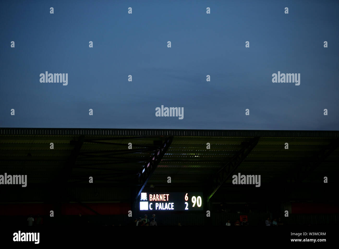 General view scoreboard full time pre season friendly match hive hi-res ...