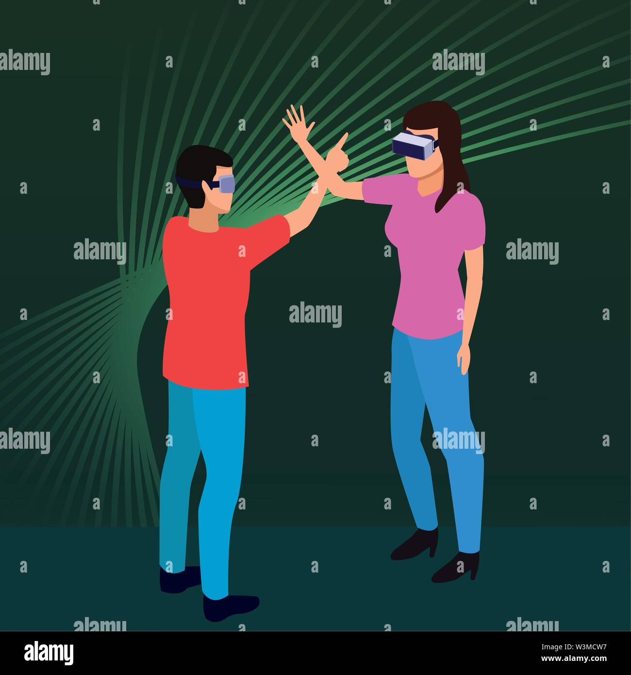 virtual reality technology experience cartoon Stock Vector Image & Art ...