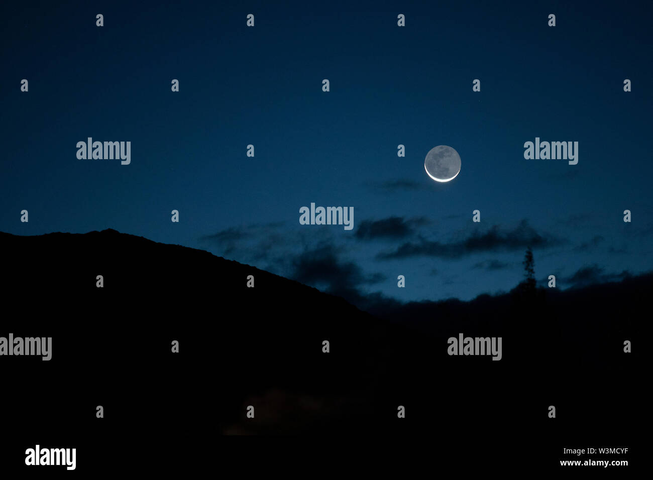 Full moon above mountains Stock Photo - Alamy