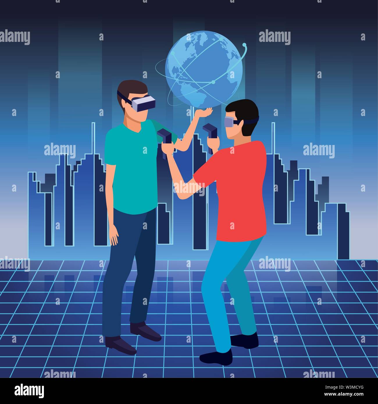 virtual reality technology experience cartoon Stock Vector Image & Art ...