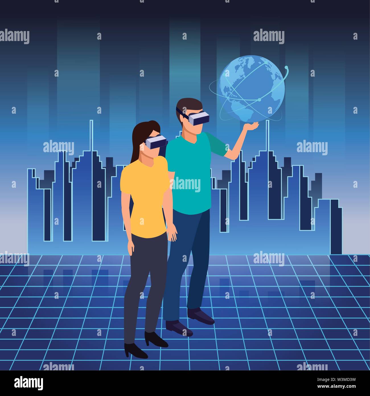 virtual reality technology experience cartoon Stock Vector Image & Art ...