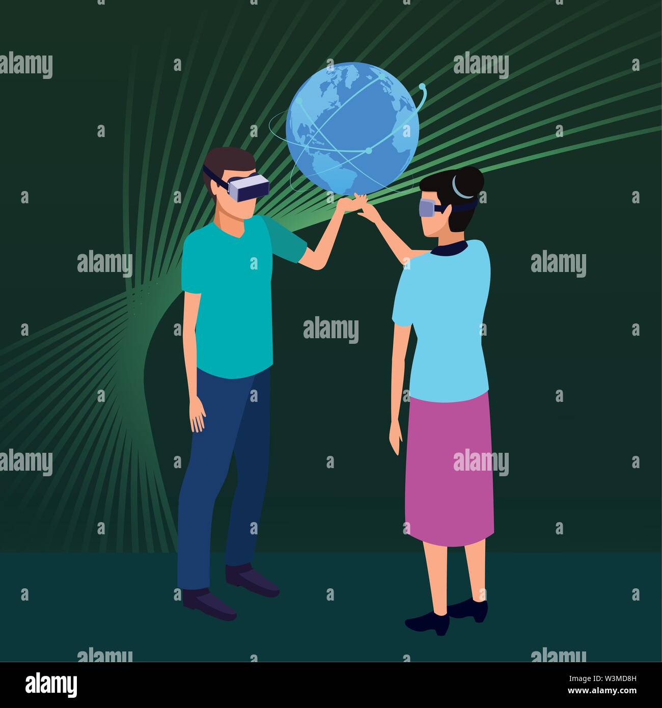 virtual reality technology experience cartoon Stock Vector Image & Art ...