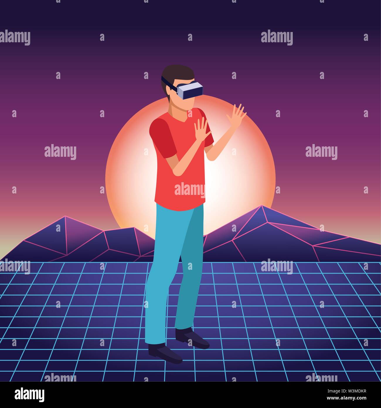 virtual reality technology experience cartoon Stock Vector Image & Art ...