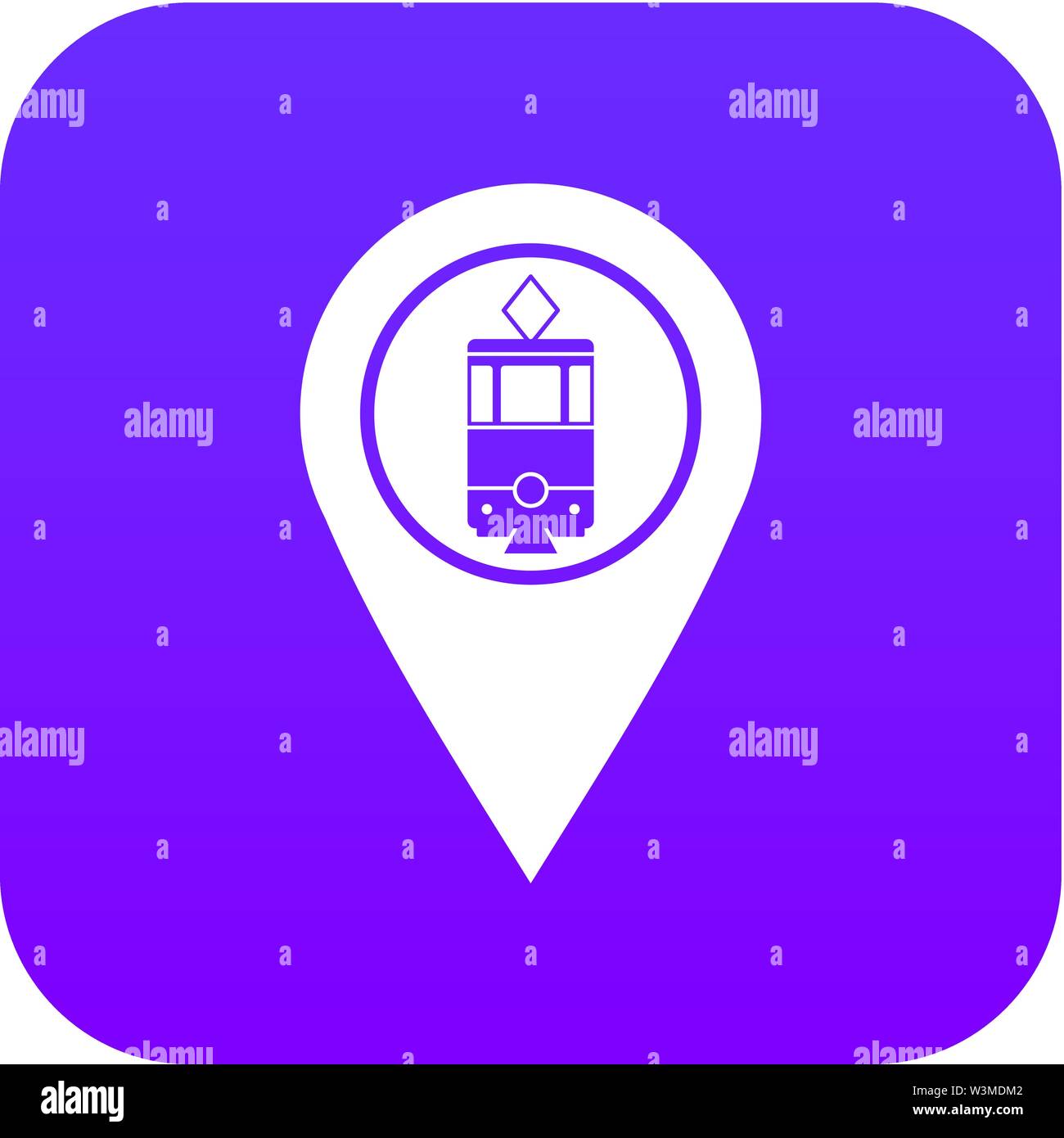 Geo tag with tram sign icon digital purple Stock Vector Image & Art - Alamy