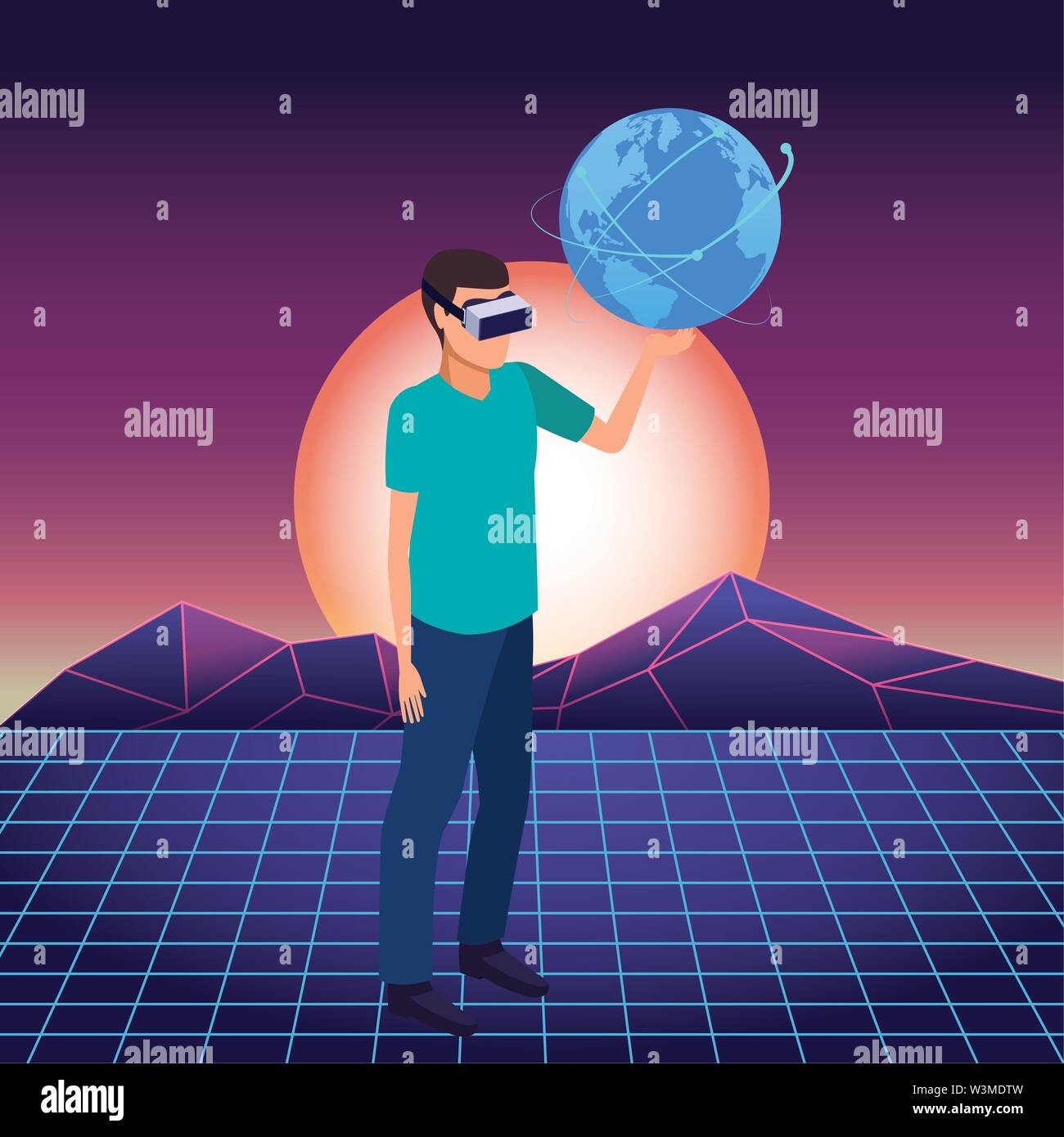 virtual reality technology experience cartoon Stock Vector Image & Art ...