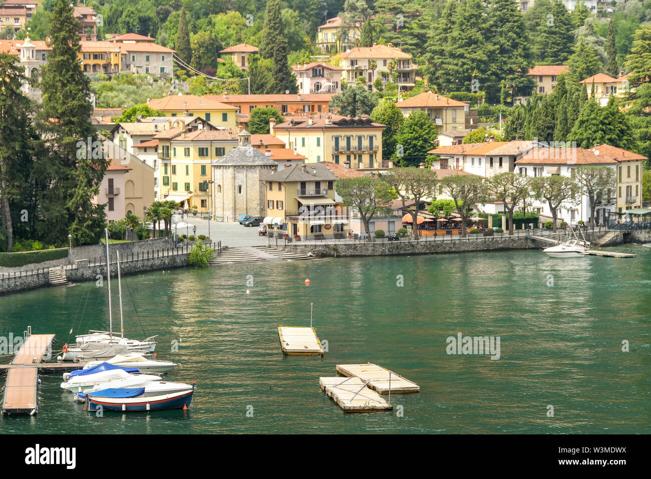 LENNO, LAKE COMO, ITALY - JUNE 2019: Lakefront in Lenno on Lake Como ...