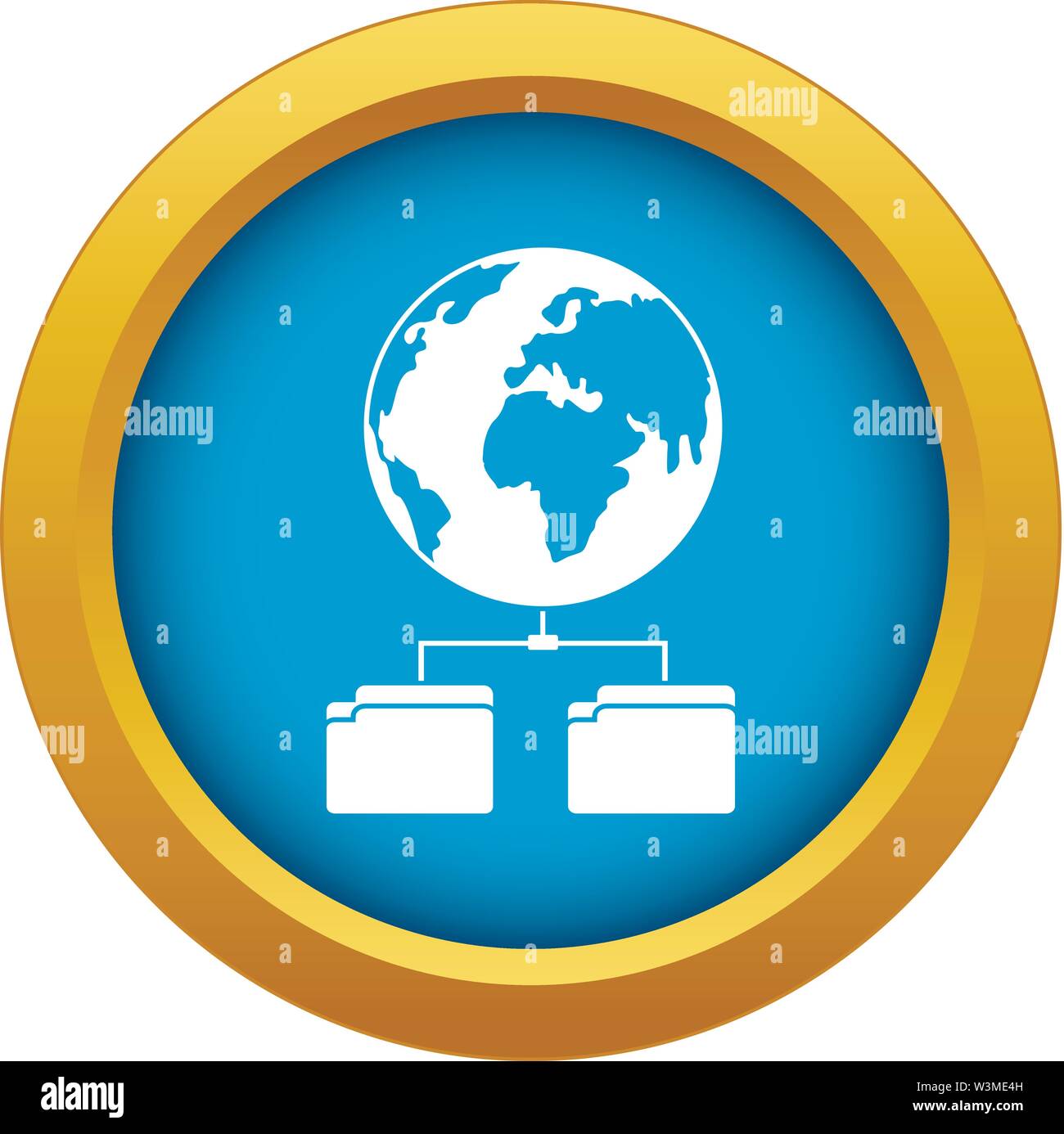Planet and two folders icon blue vector isolated Stock Vector Image ...