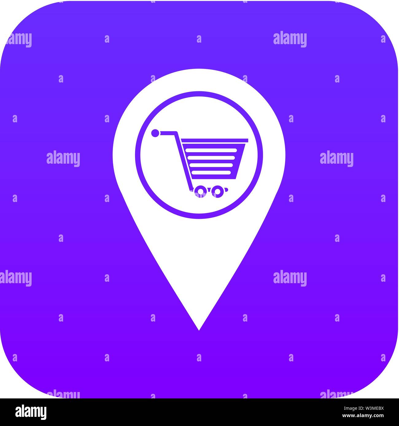 Geo tag with shopping cart symbol icon digital purple Stock Vector ...