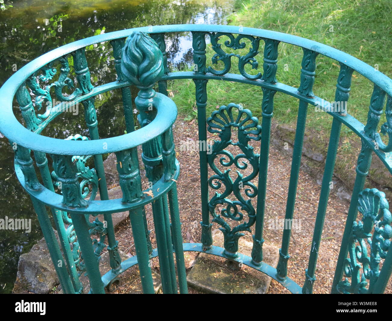 Close-up of the spiral form of a decorative cast iron balustrade at the ...
