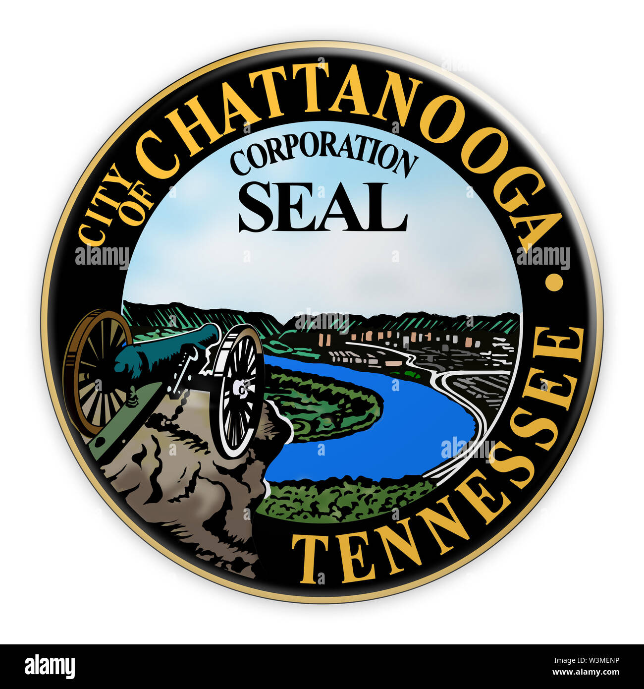 US City Button: Chattanooga, Tennessee, Seal Badge, 3d illustration on ...