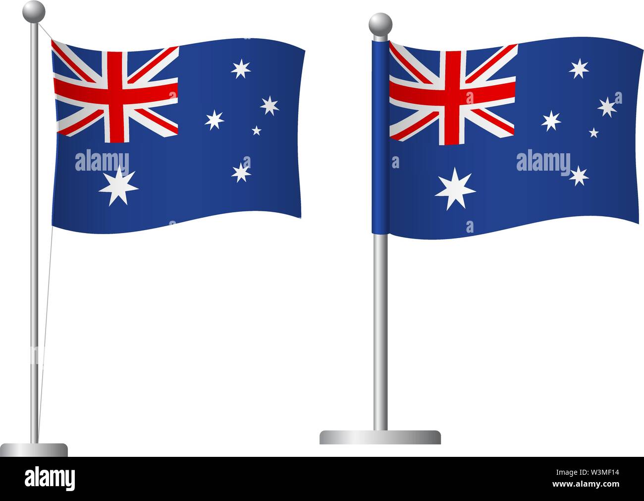 Australia flag on pole. Metal flagpole. National flag of Australia ...