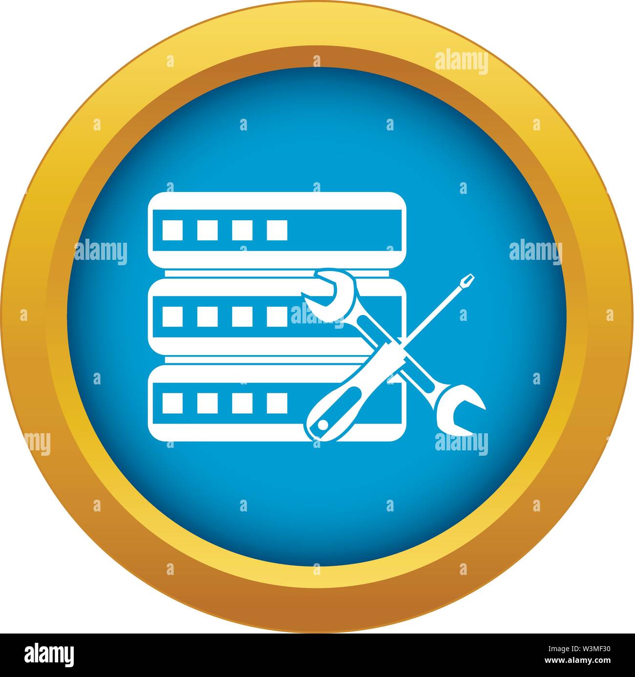 Database with screwdriver and spanner icon blue vector isolated Stock ...