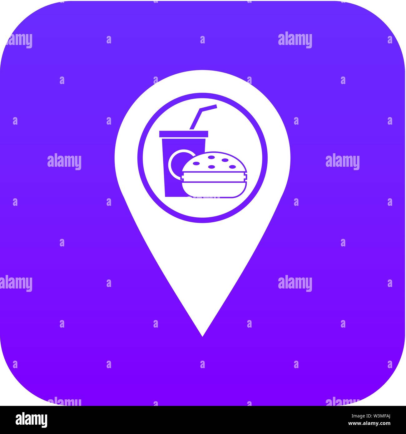 Fast food and restaurant map pointer icon digital purple Stock Vector ...
