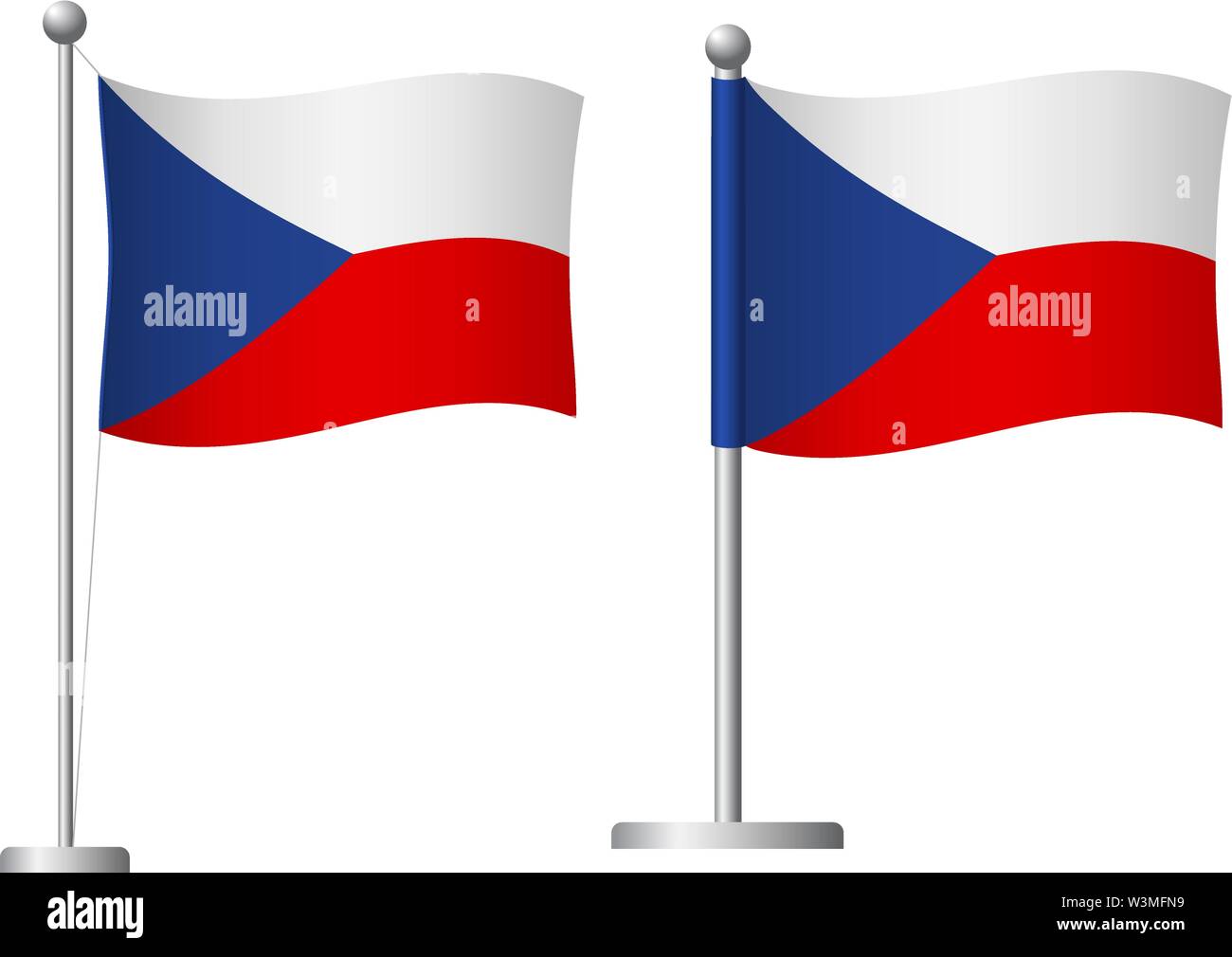 Czech Republic flag on pole. Metal flagpole. National flag of Czech ...