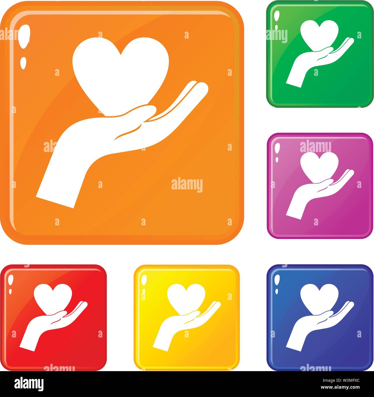 Hand holding heart icons set vector color Stock Vector Image & Art - Alamy