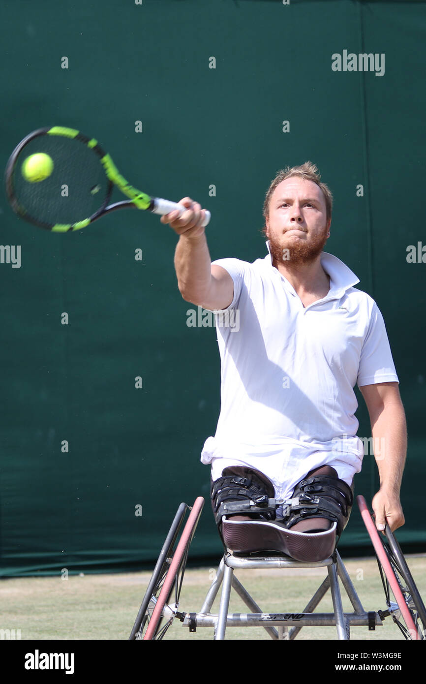 Nicolas Peifer of France in the mens singles competition at Wimbledon ...
