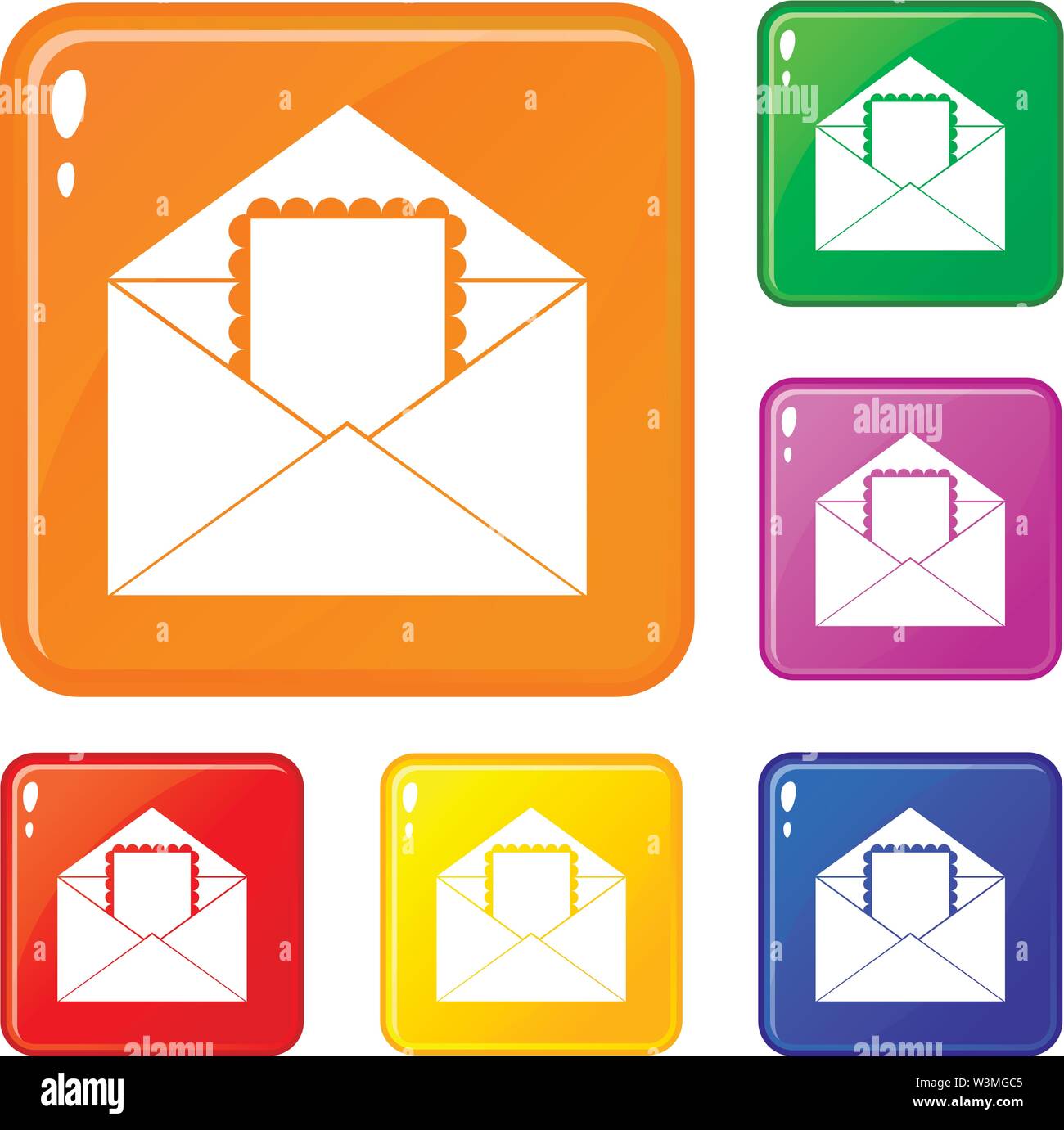 Envelope with card icons set vector color Stock Vector Image & Art - Alamy