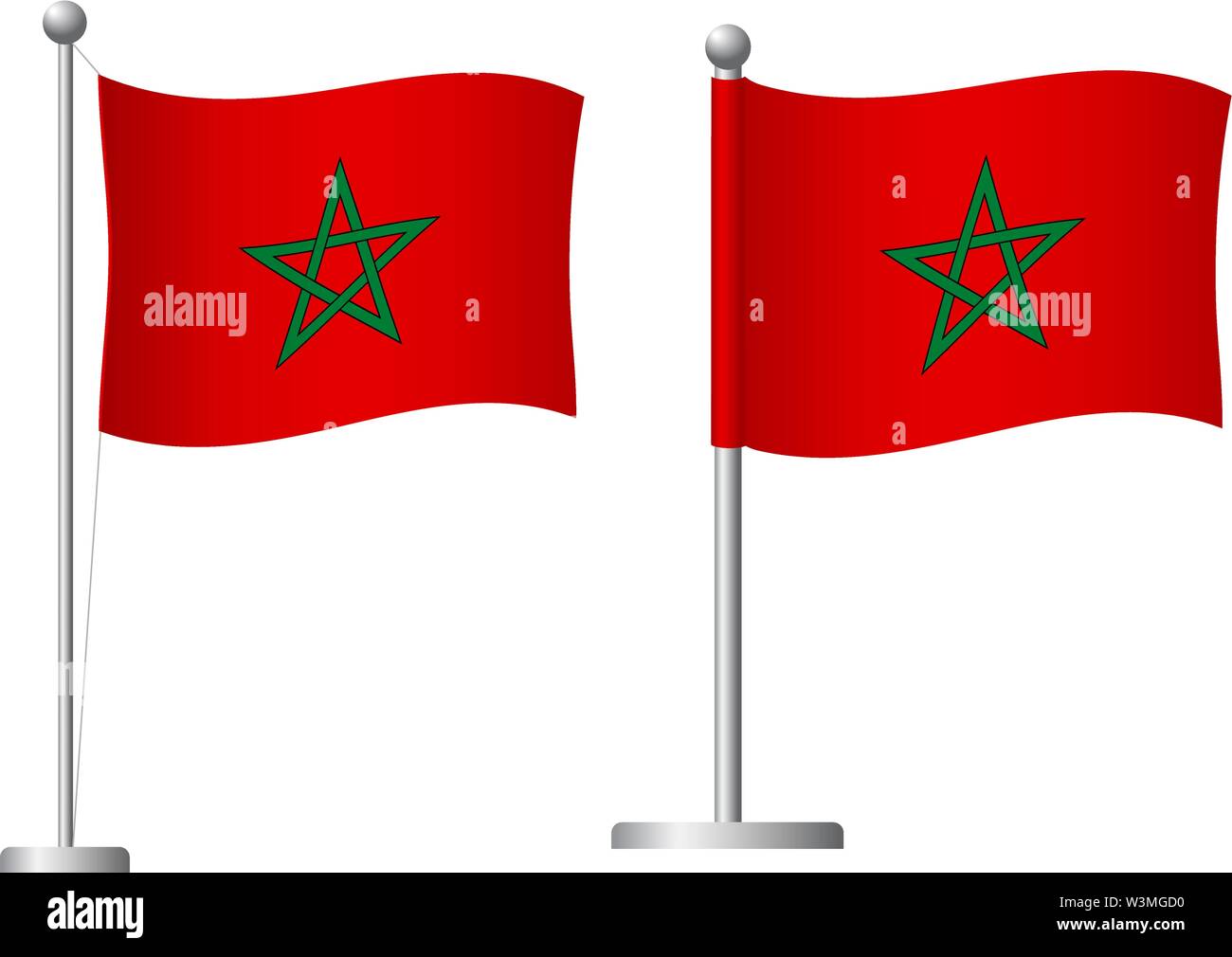 Morocco flag on pole. Metal flagpole. National flag of Morocco vector ...