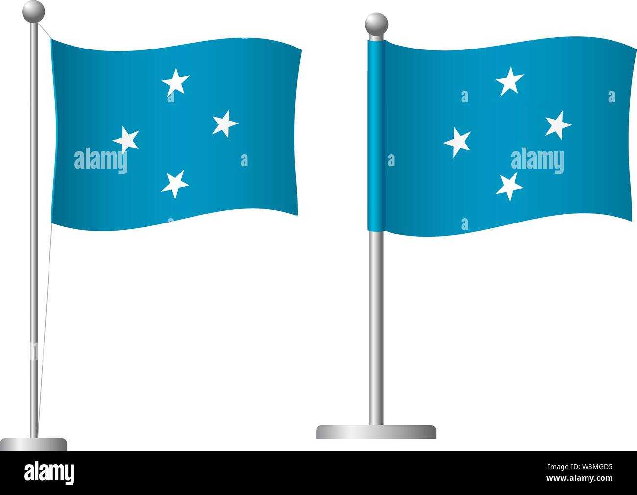 Micronesia flag on pole. Metal flagpole. National flag of Micronesia ...
