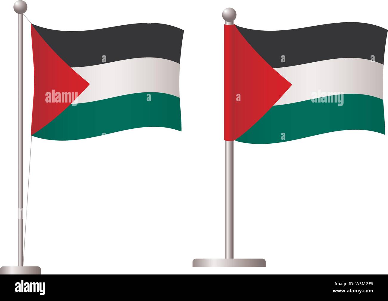 Palestine flag on pole. Metal flagpole. National flag of Palestine ...