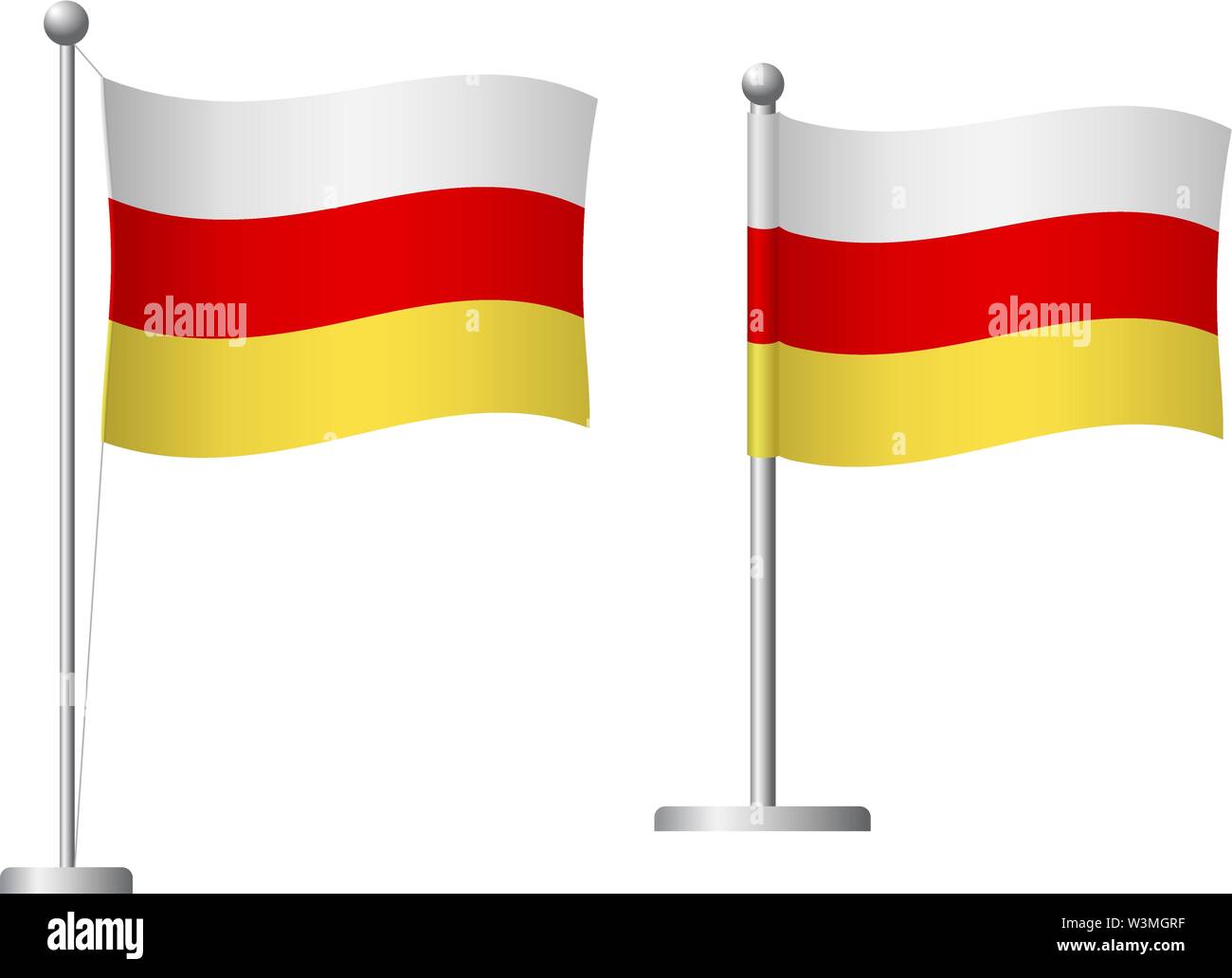 South ossetia flag on pole. Metal flagpole. National flag of South ...