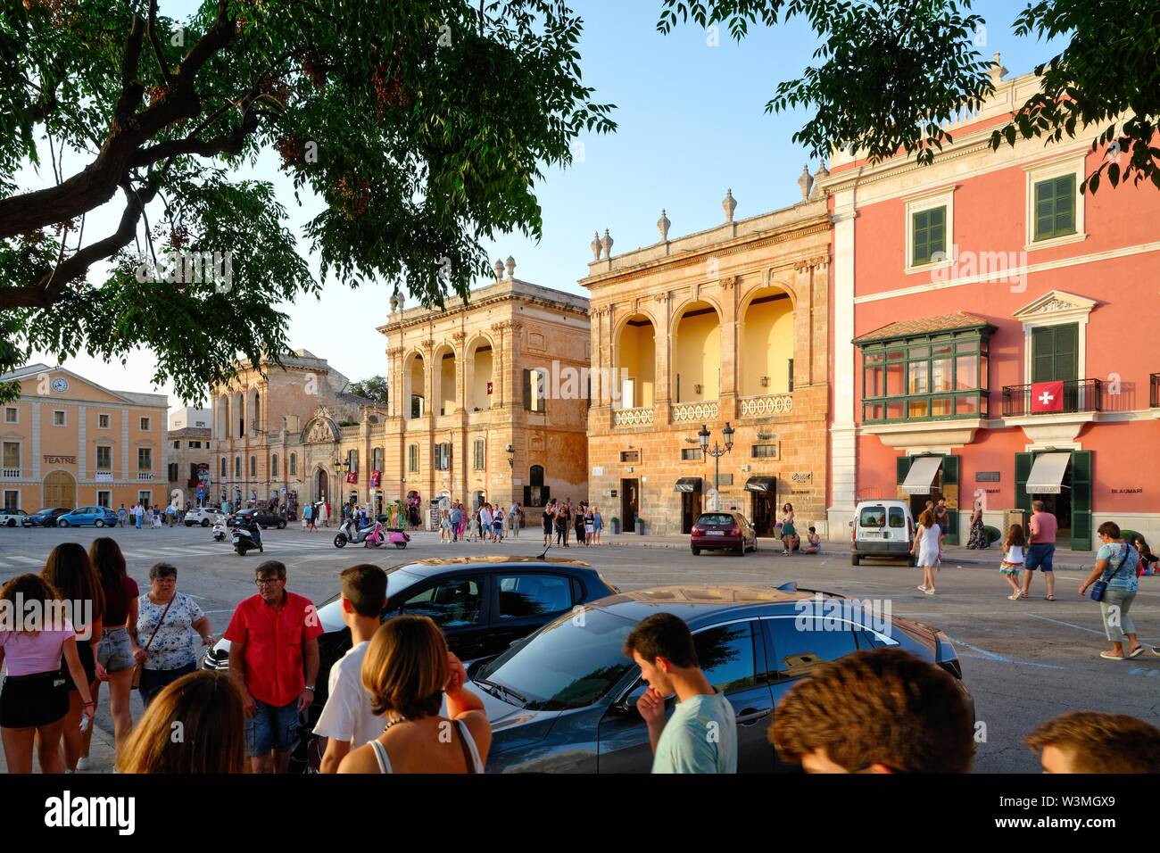 The old town centre of Ciutadella in summers evening light, Menorca ...
