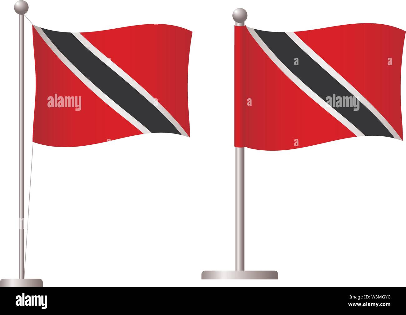 Trinidad and Tobago flag on pole. Metal flagpole. National flag of ...