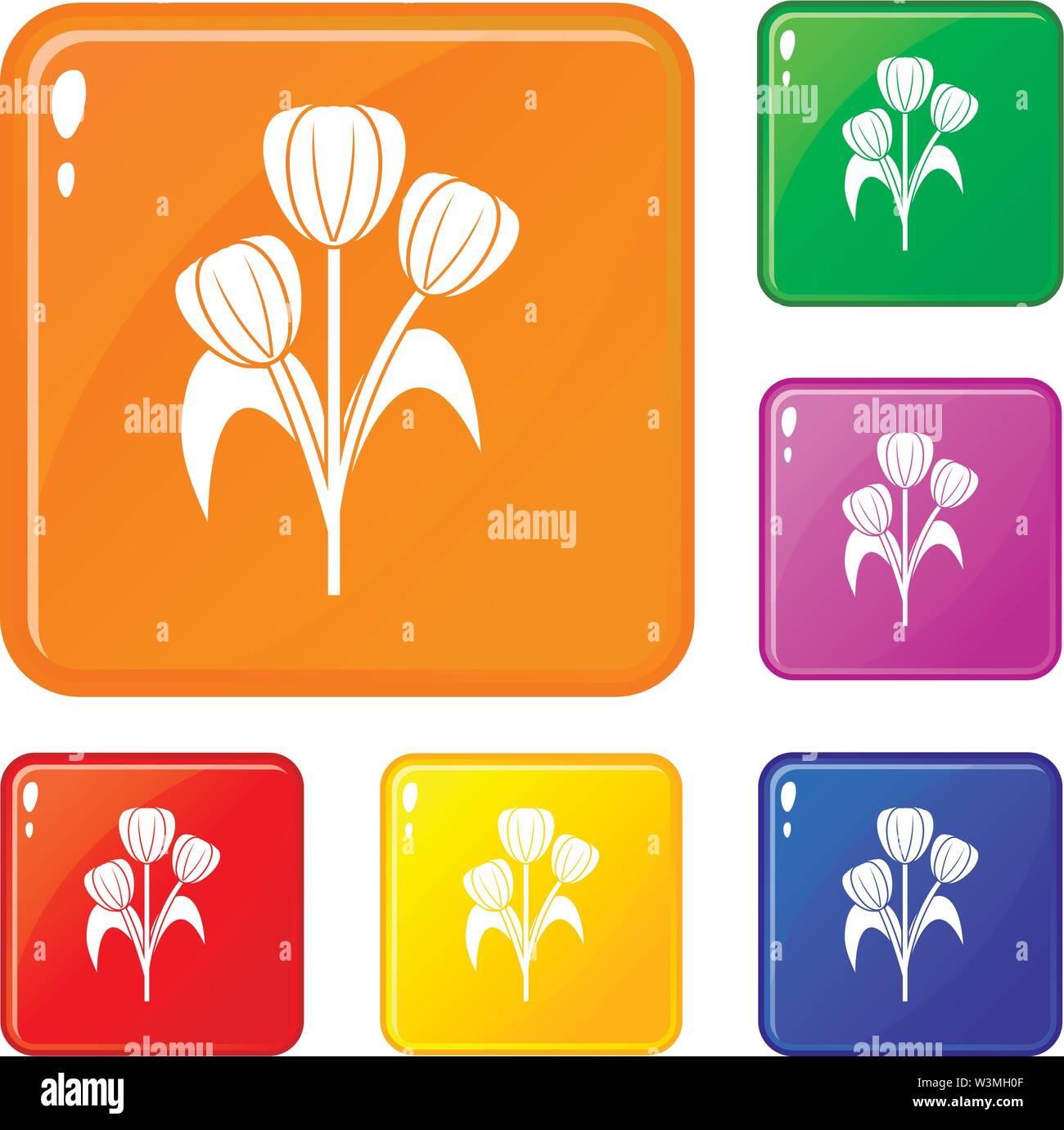 Flowers icons set vector color Stock Vector Image & Art - Alamy