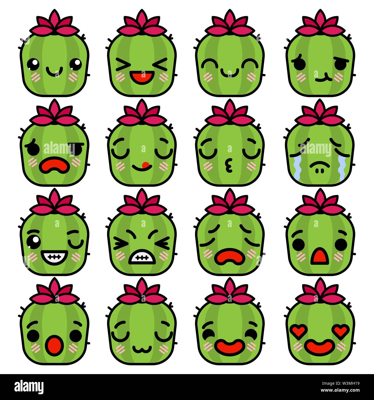 Art cactus icons set Cut Out Stock Images & Pictures - Alamy