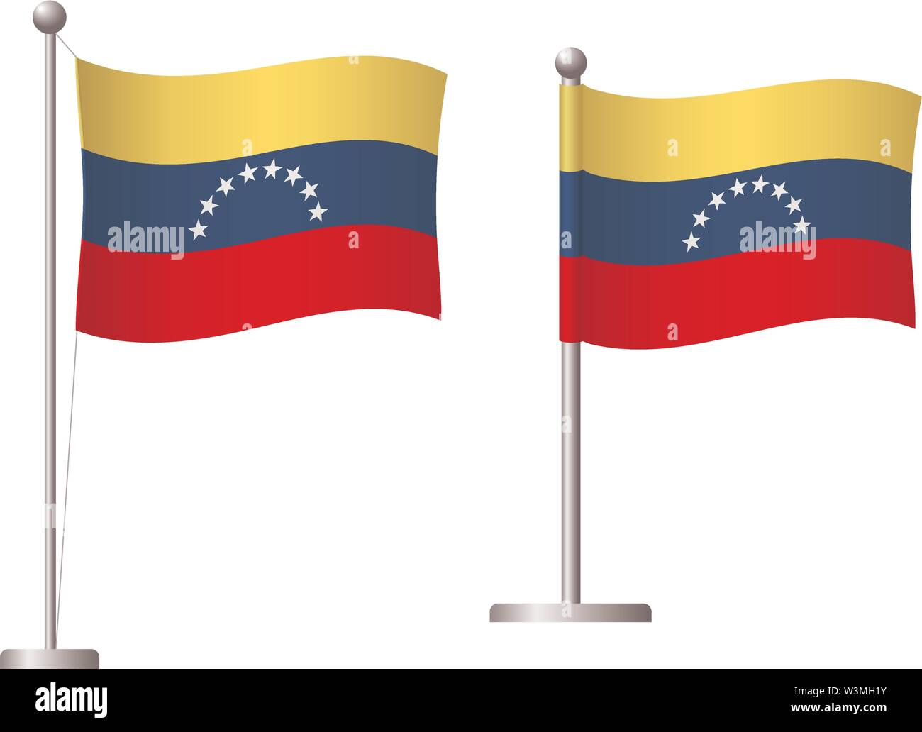 Venezuela flag on pole. Metal flagpole. National flag of Venezuela ...