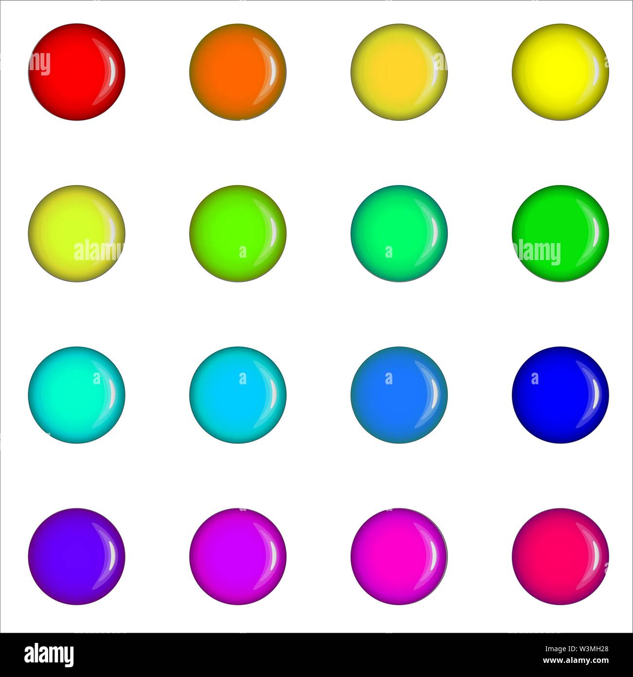 Watercolor. The palette of 16 colorful paint circles. Vector ...