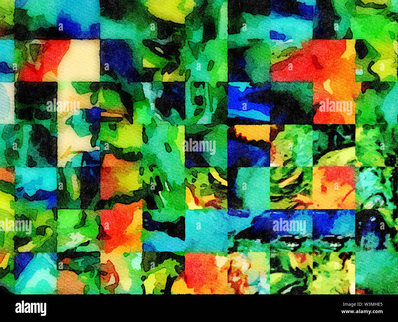 Digital art abstract pattern. Hand drawn modern style art print ...