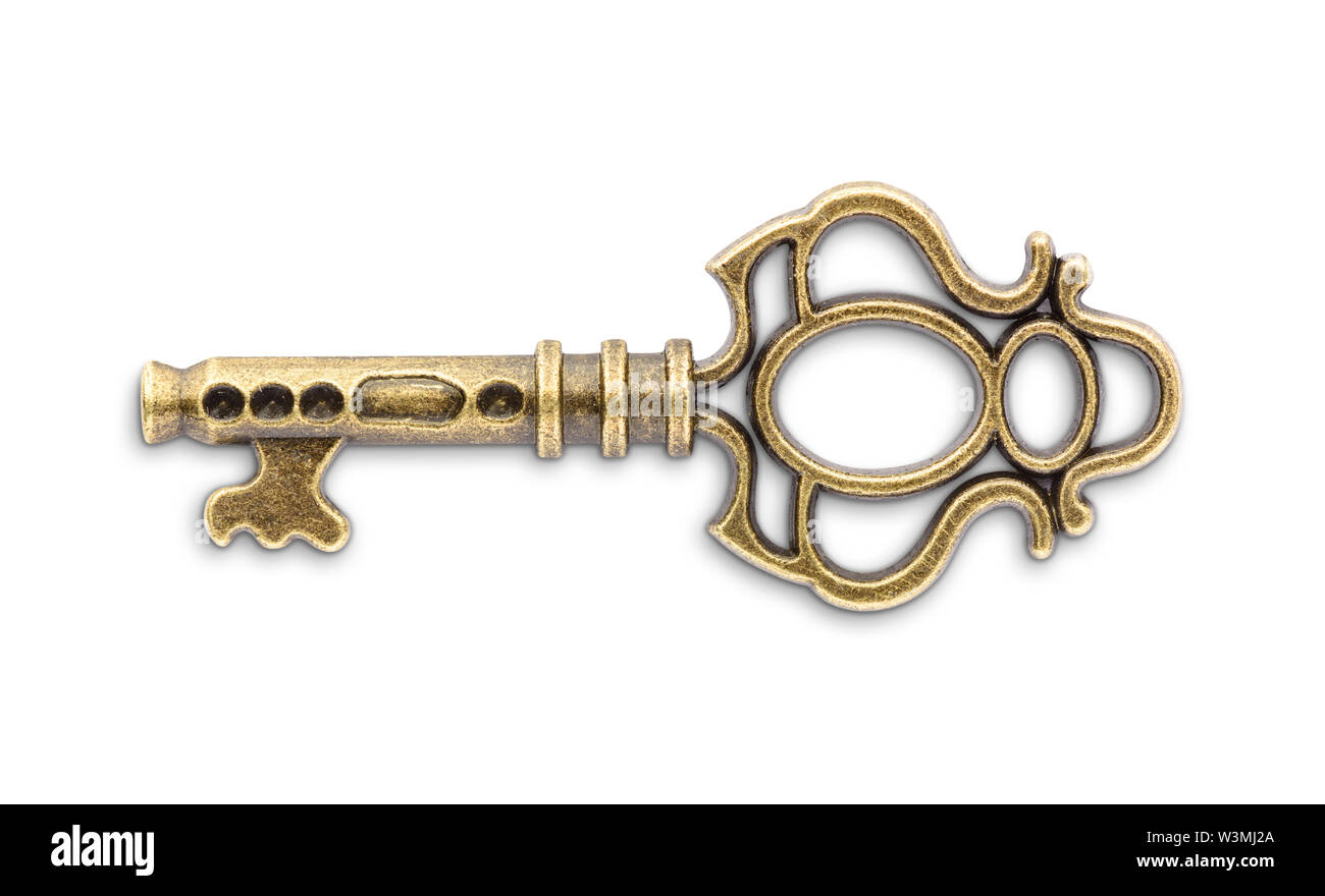 Vintage golden skeleton key isolated on white background Stock Photo ...