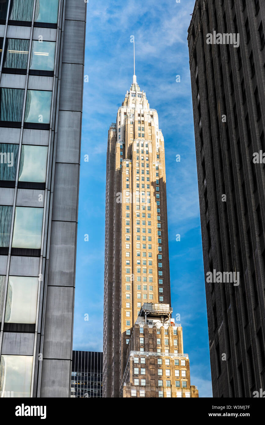 Low angle shot of modern skyscrapers in Manhattan, New York City, USA ...