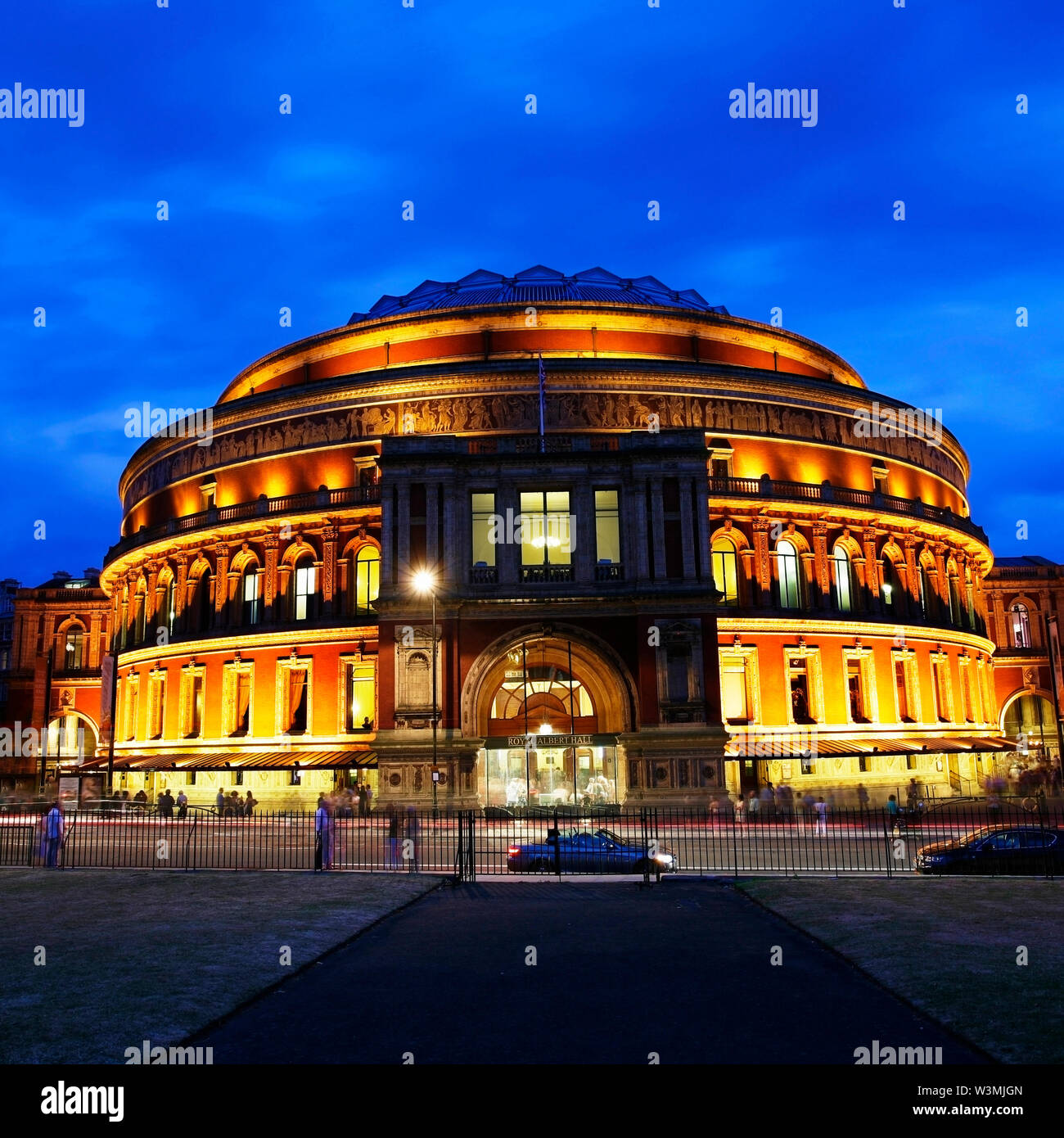 Night view of Royal Albert Hall, most famous for summer Proms concerts ...