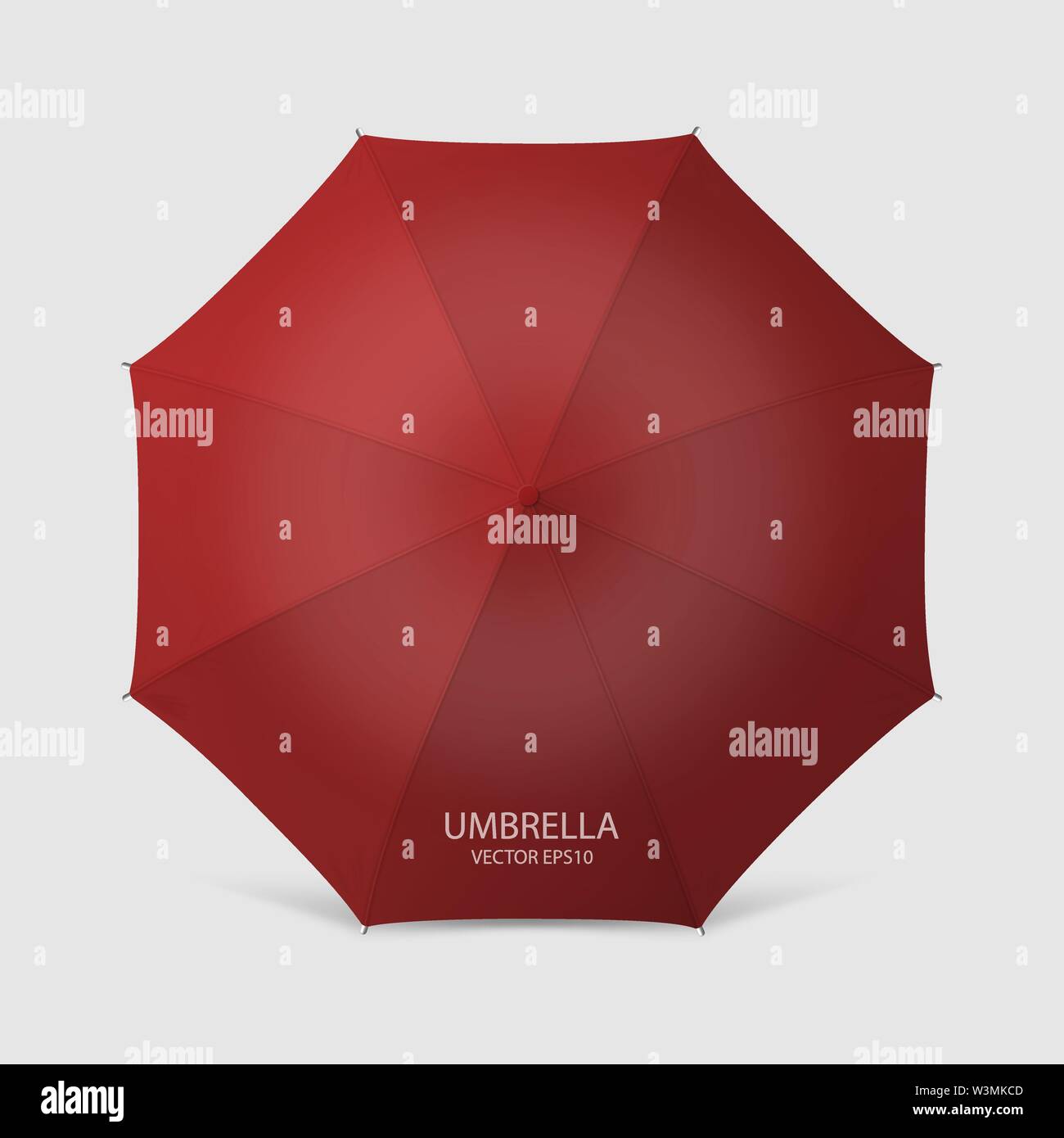 Vector 3d Realistic Render Red Blank Umbrella Icon Closeup Isolated on White Background. Design ...
