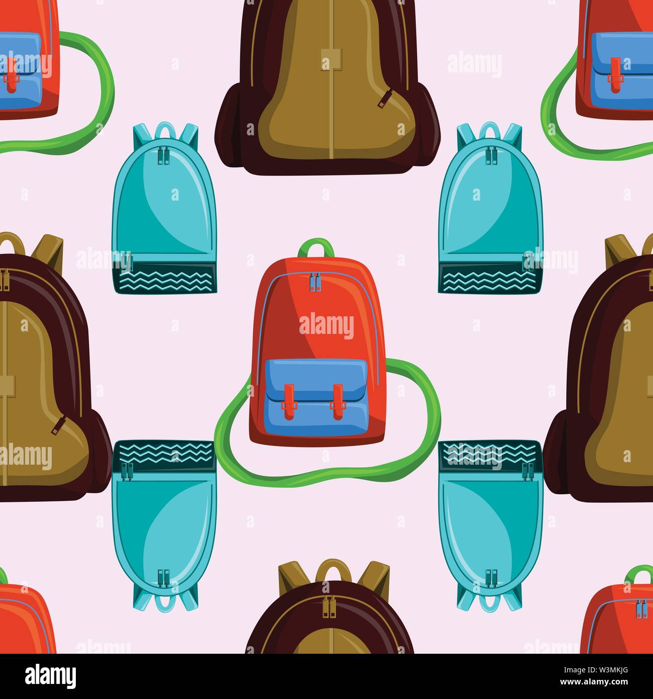 Seamless Pattern with Colorful School Bag Vector Stock Vector Image ...
