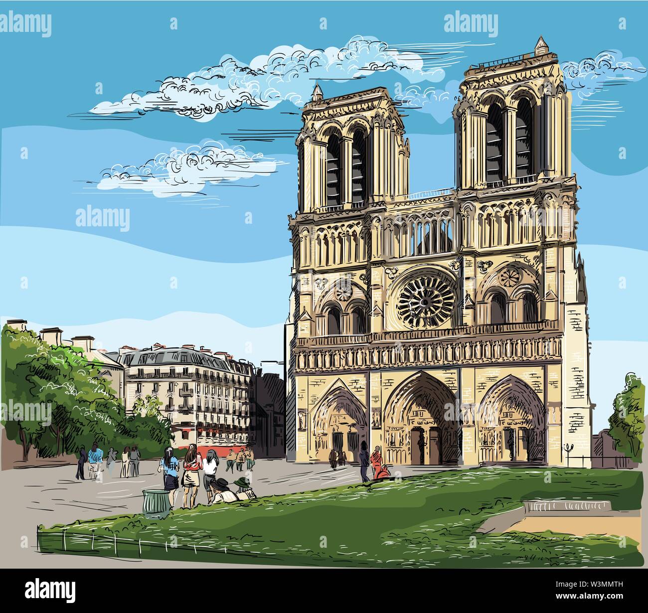 Notre Dame Cathedral Drawing