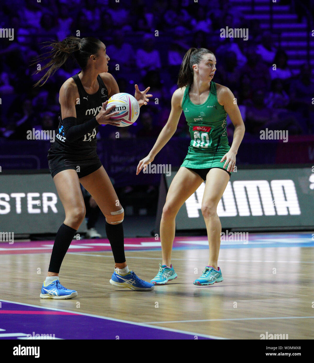 Maria Folau (NZ) in action during Vitality Netball World Cup 2019 at M ...