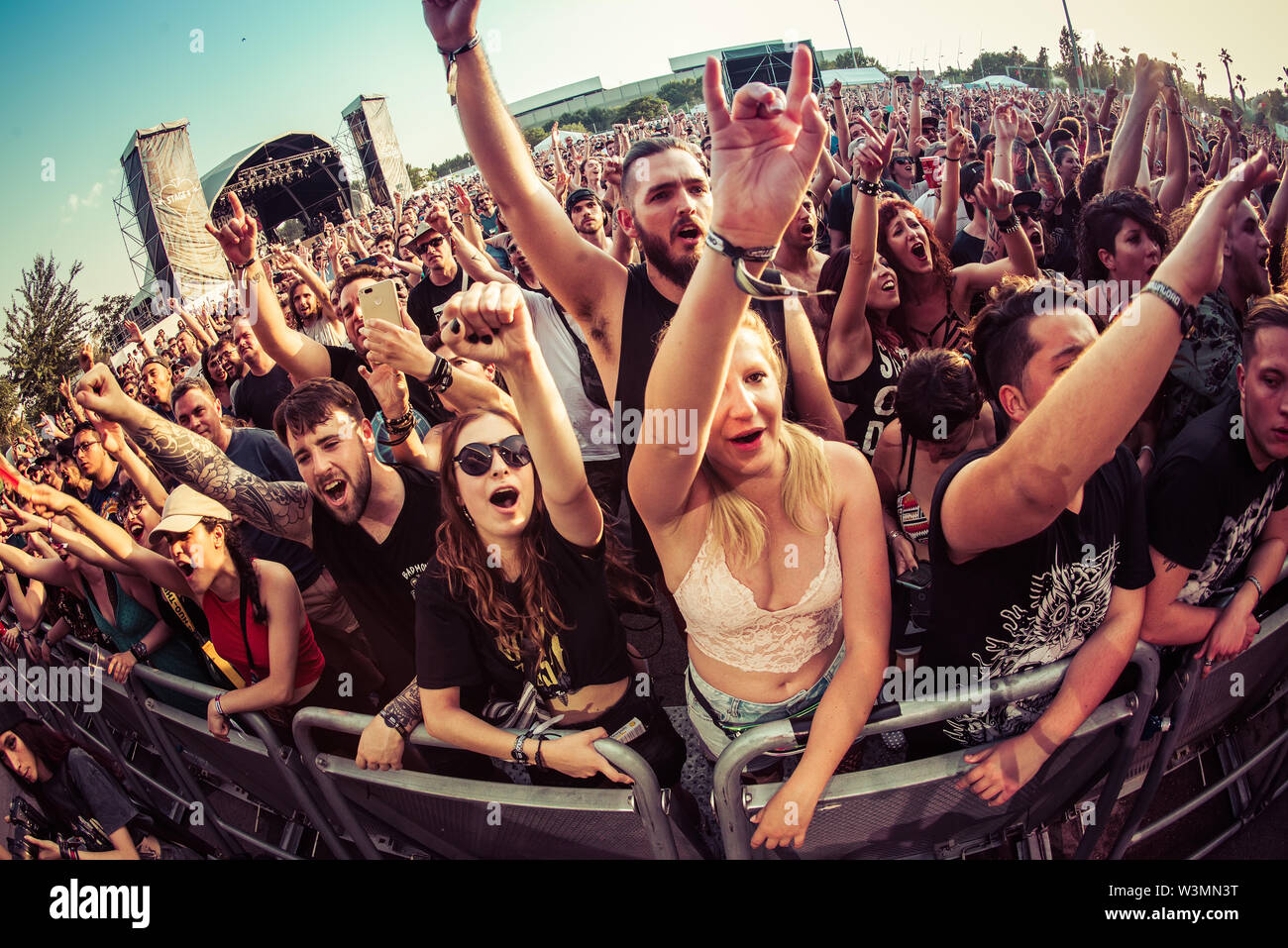 MADRID - JUN 30: The crowd in a concert at Download (heavy metal music ...