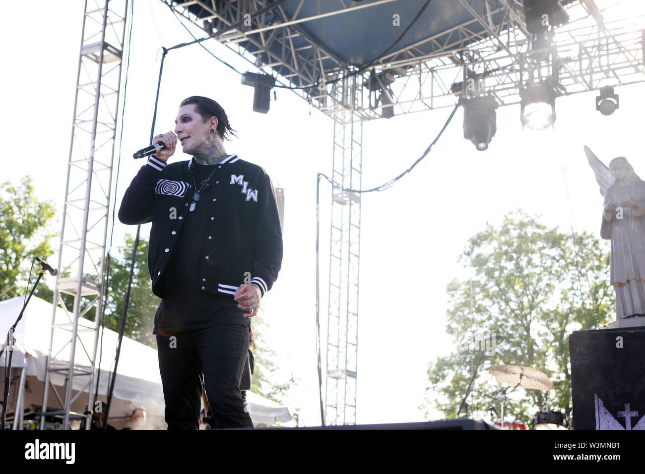 Chris Motionless lead singer of Motionless in white performs at ...