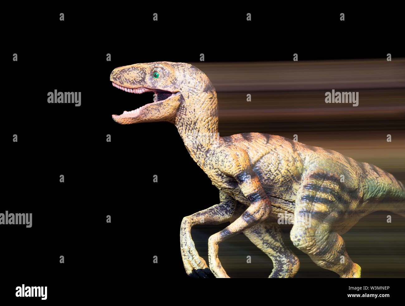 fast running velociraptor with streaks on black background Stock Photo ...