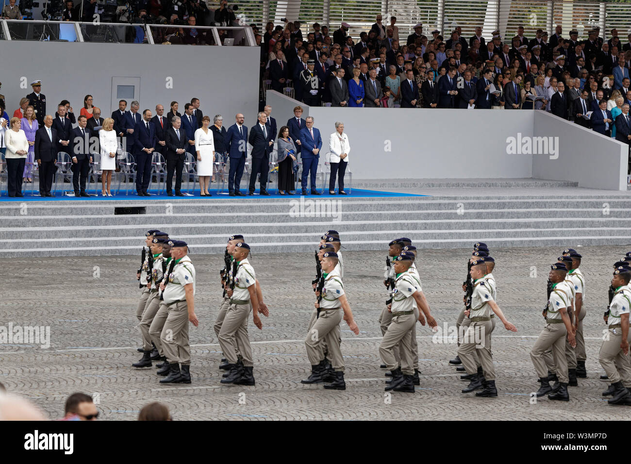 Paris, France. 14th July, 2019. 4300 soldiers, 196 vehicles, 237 horses ...