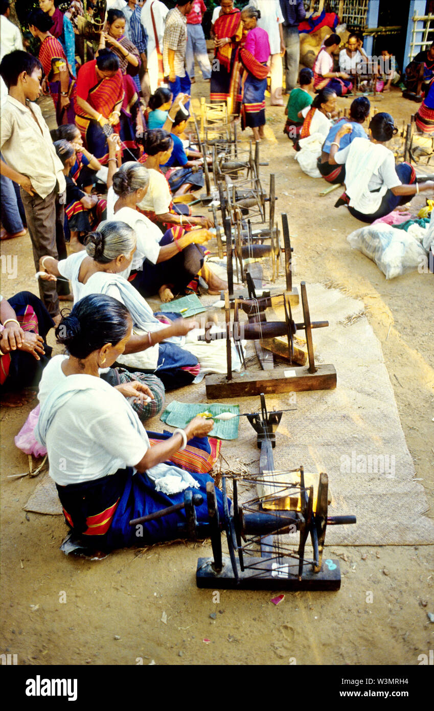 Women working on spools Stock Photo - Alamy