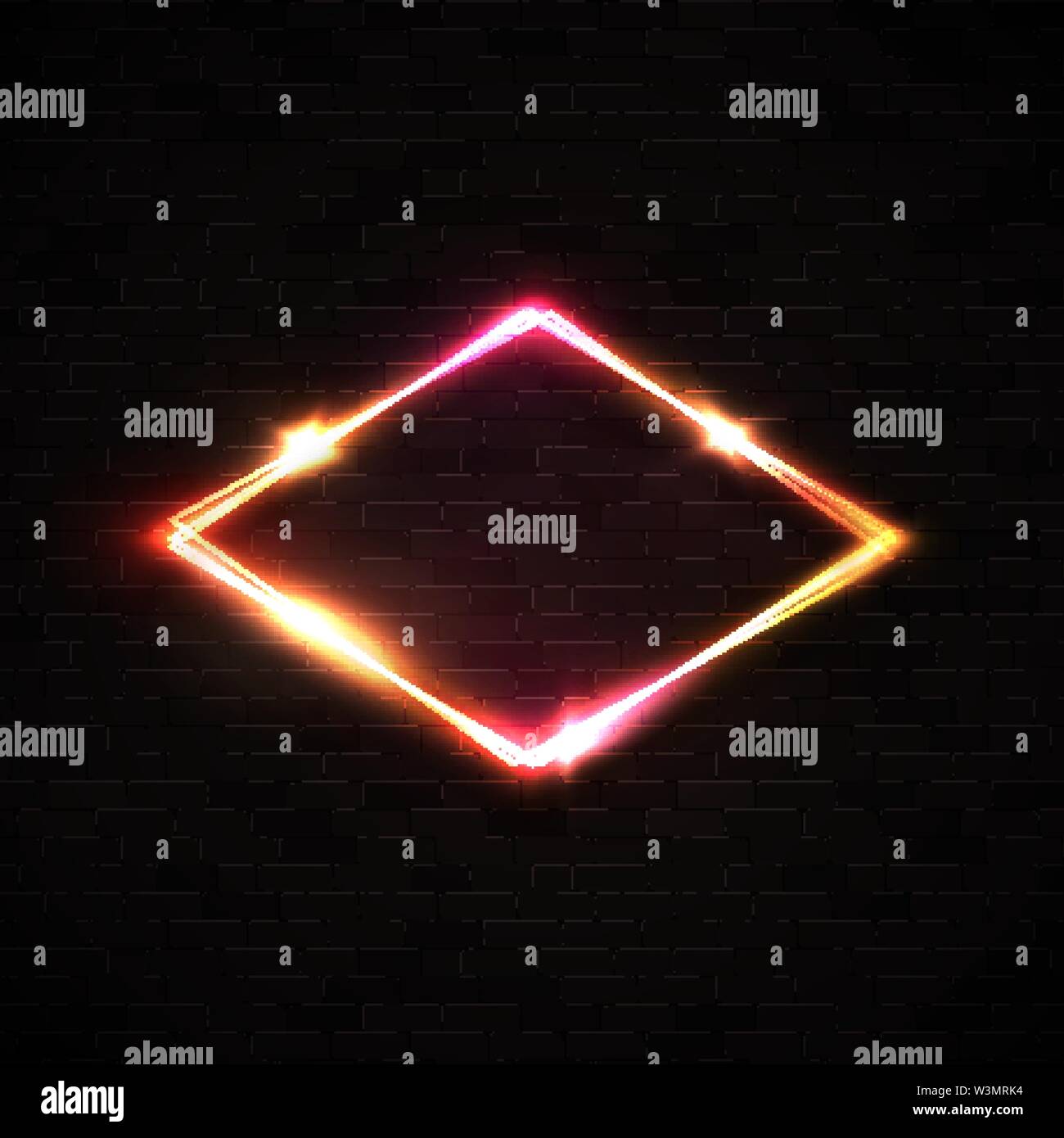 Red neon rhombus background on black brick wall Stock Vector Image ...