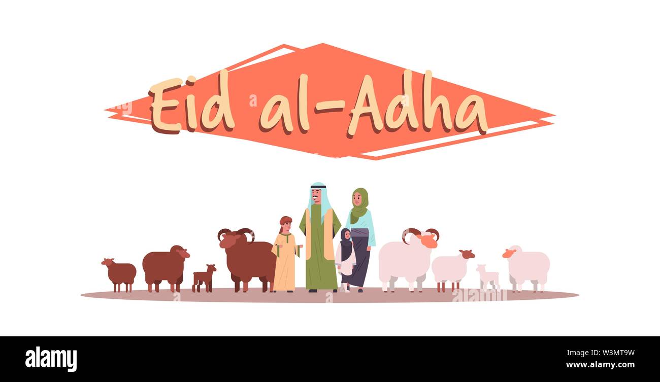happy Eid al-Adha mubarak greeting card muslim holiday concept arab ...
