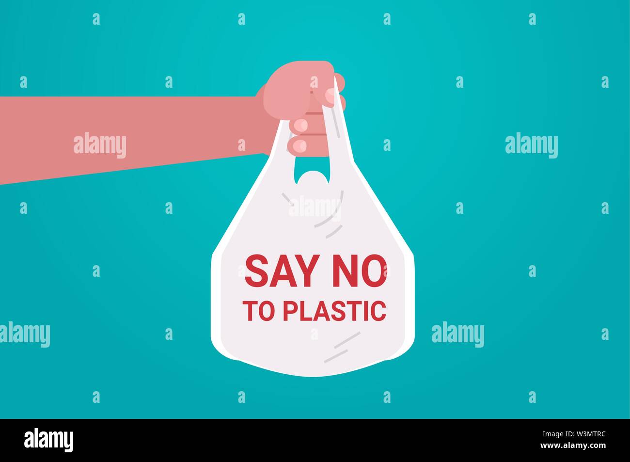 human hand holding bag say no plastic pollution recycling ecology ...