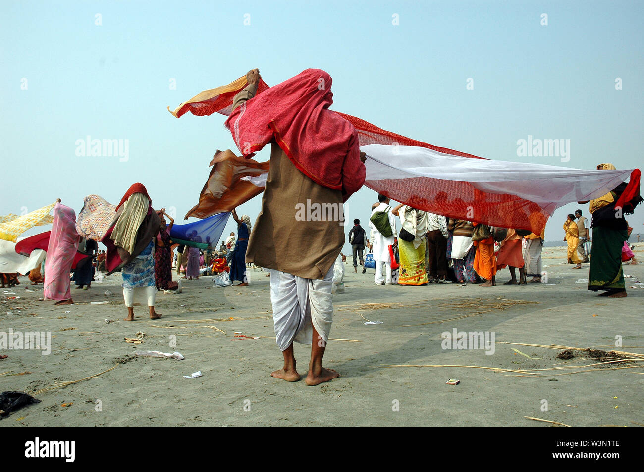 Pilgrimage of the Ganga Sagar Mela (fair) at the confluence of the Bay ...