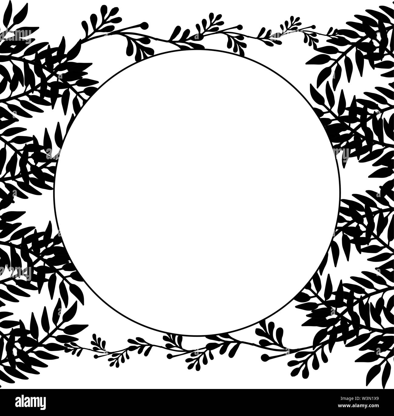 Abstract flower frame in black and white colors. Vector illustration ...